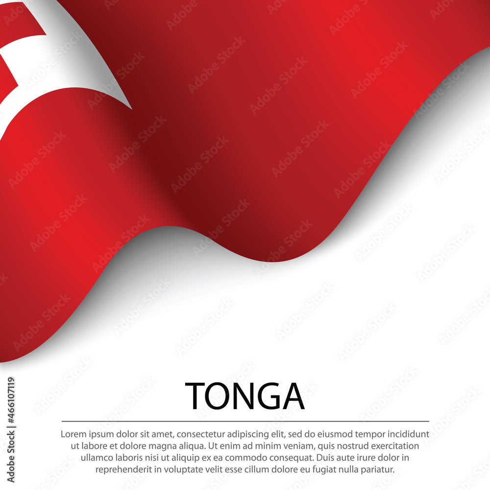 Waving flag of Tonga on white background. Banner or ribbon template for ...