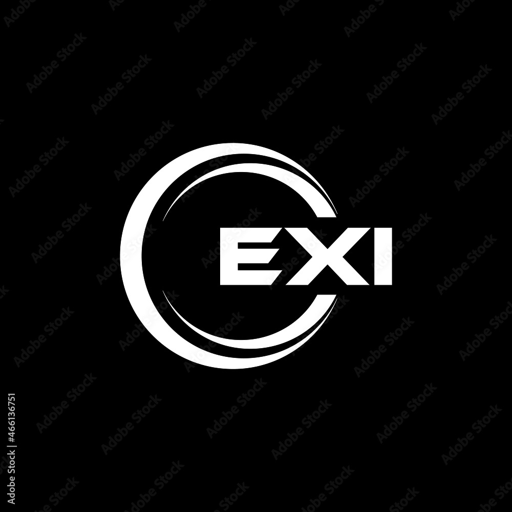 Vecteur Stock EXI letter logo design with black background in ...