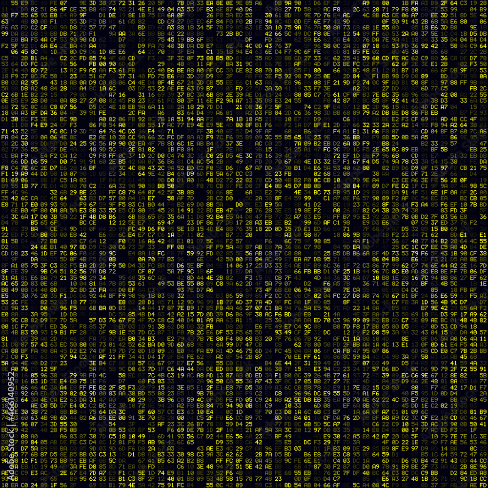 Matrix background. Yellow filled hexademical pairs background. Big ...