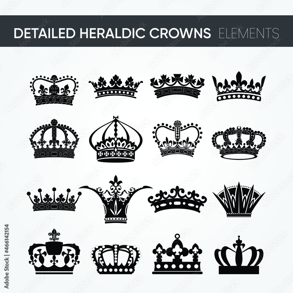 16 different high-quality modern minimalistic detailed heraldic royal ...