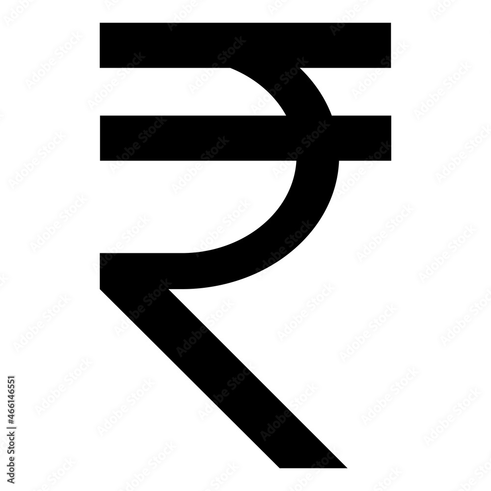 Indian Rupee symbol. Currency INR black sign. Vector isolated on white ...