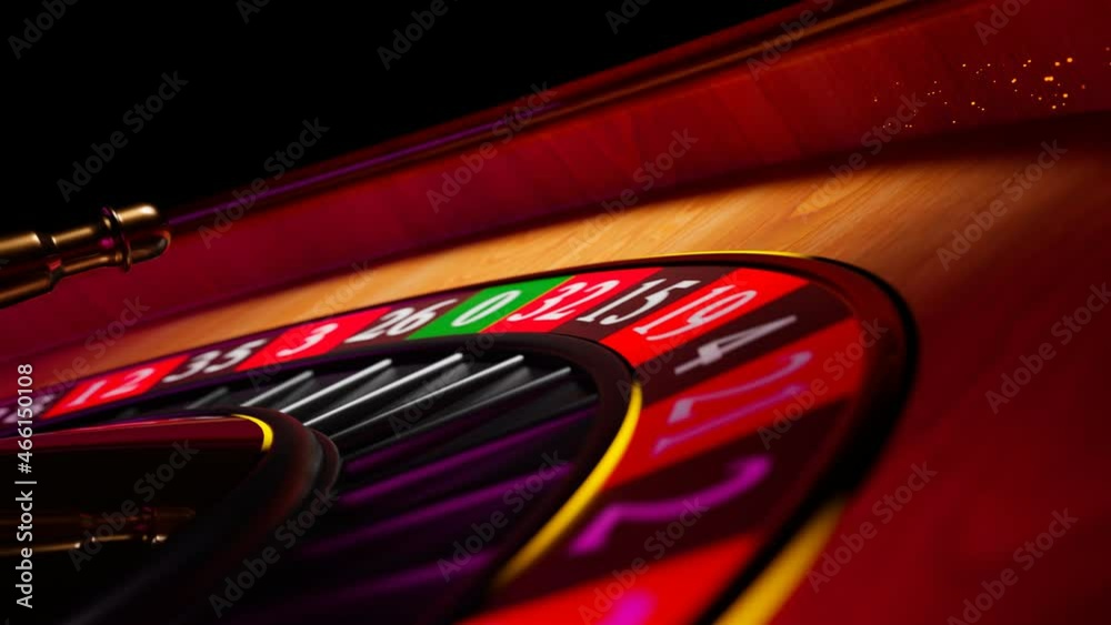 Presentation of a luxury casino roulette wheel with a yellow spinning ...