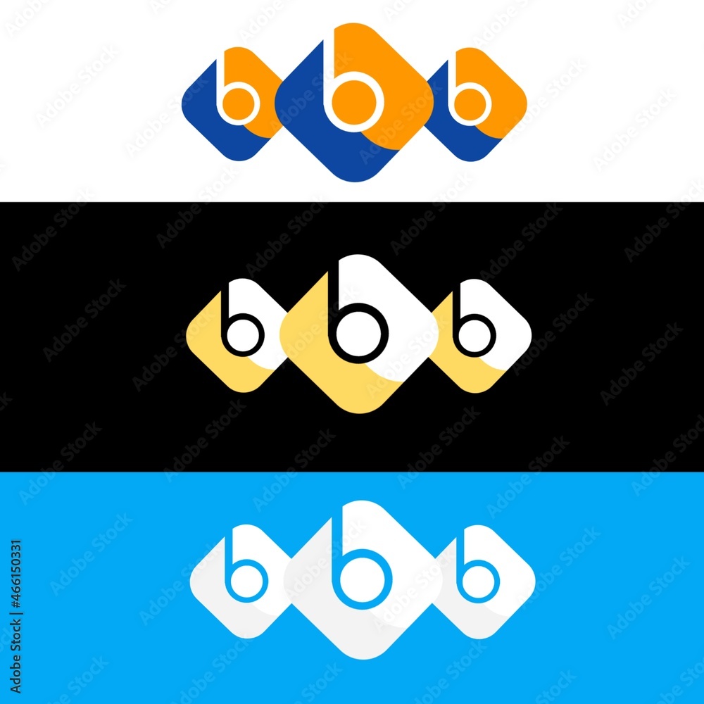 Letters bbb logo design square shapes with different colors logos for ...