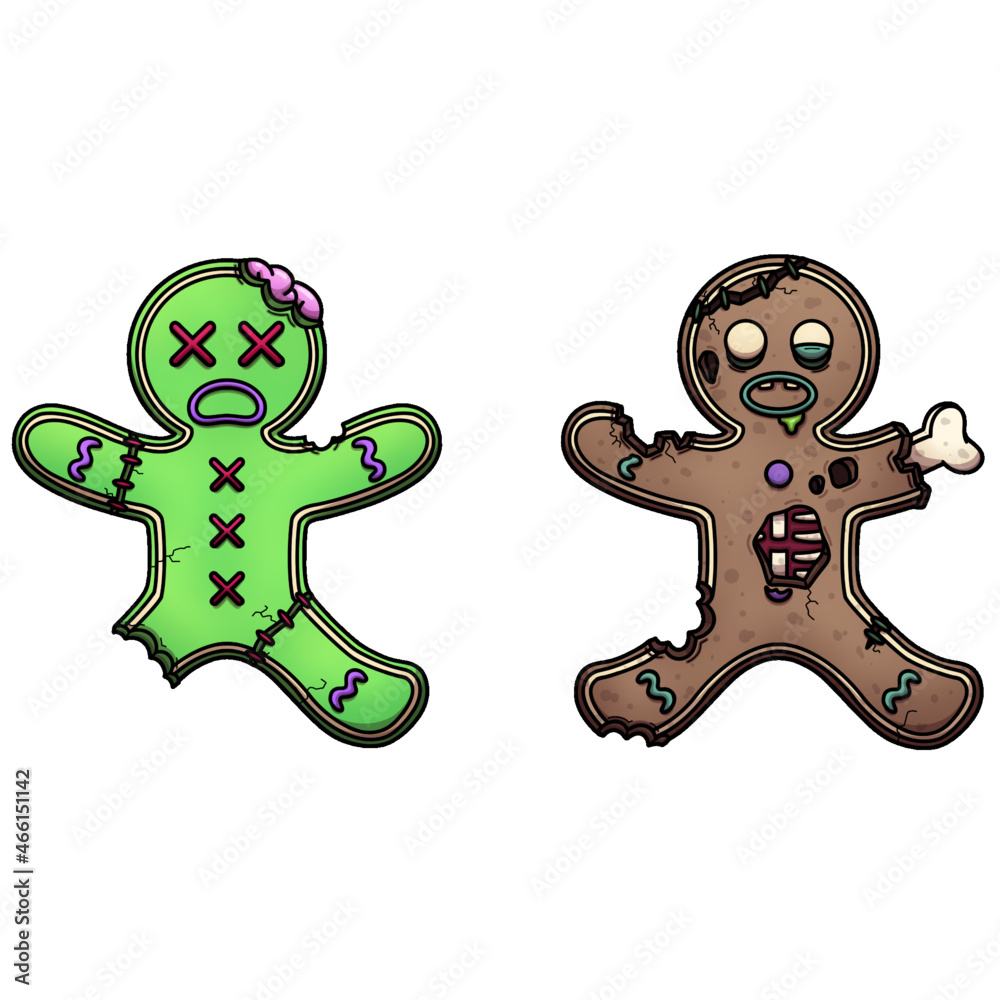 Cartoon Gingerbread Man Zombies Stock-Vektorgrafik | Adobe Stock
