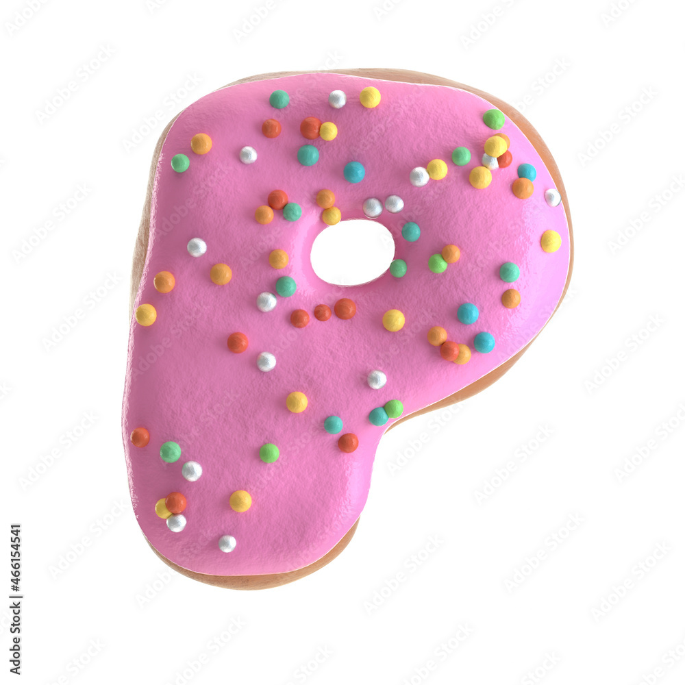 Creative art alphabet of donuts,3d rendering. Cartoon bakery sweet ...