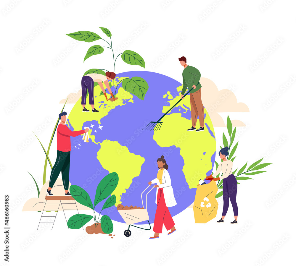 Ecology, environment, nature protection concept. Young volunteers take ...