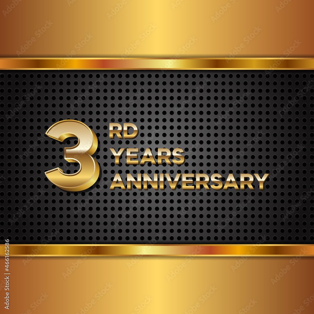 3 years anniversary, anniversary celebration vector design with gold ...