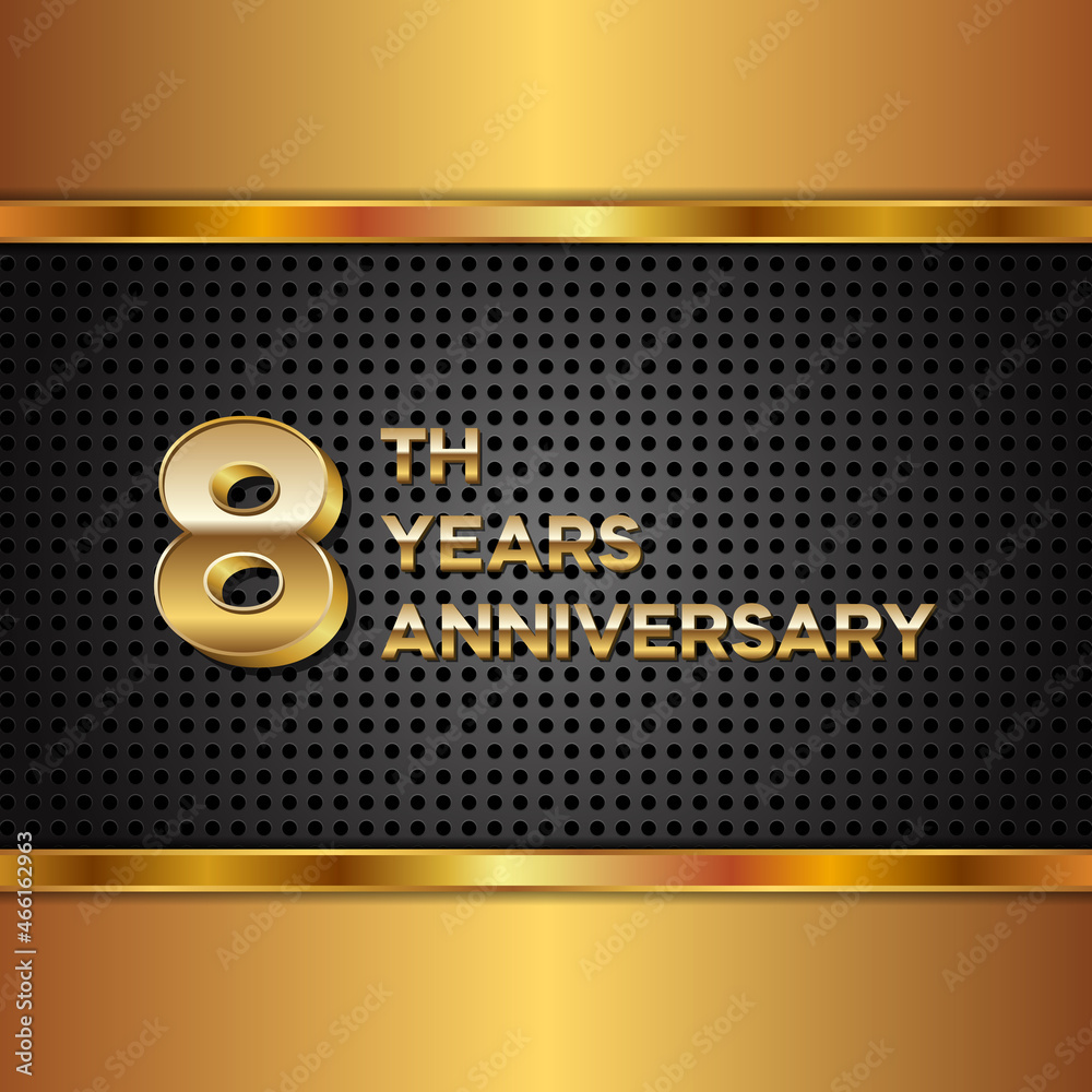 8 years anniversary, anniversary celebration vector design with gold ...