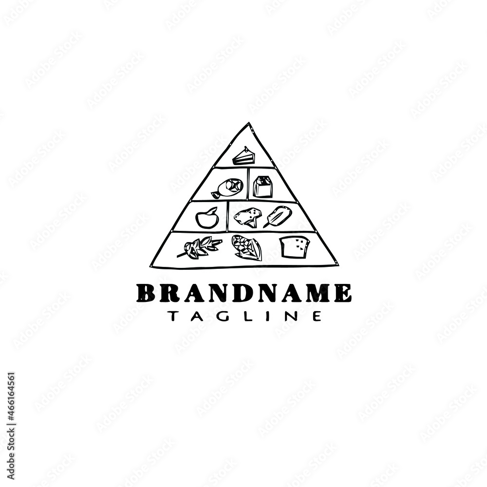 food pyramid logo cartoon icon design template black isolated vector ...