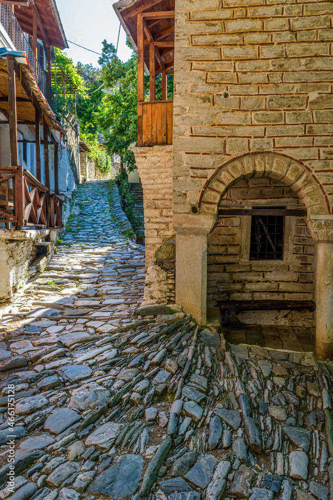 The picturesque village of Makrinitsa with its architectural ...