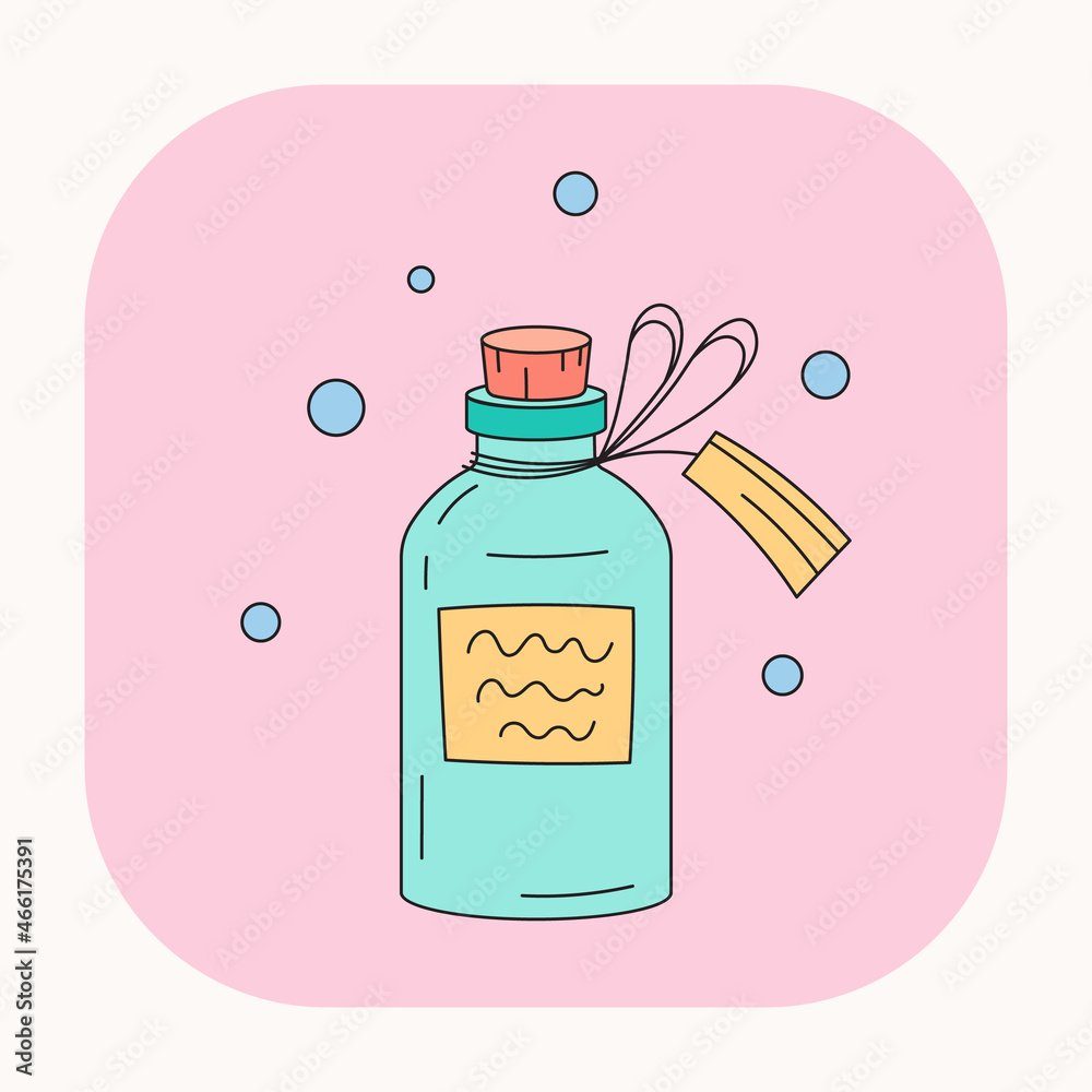 Cute Mystic boho magic potion illustration. Hand drawn cartoon colorful ...