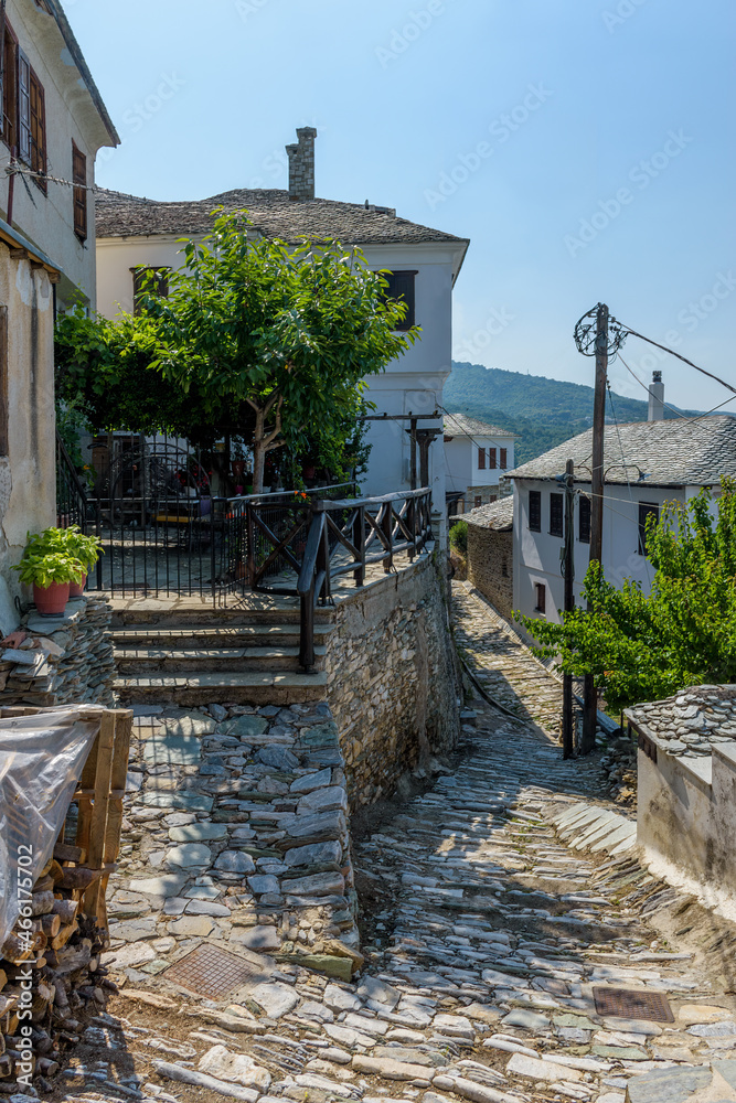 The picturesque village of Makrinitsa with its architectural ...