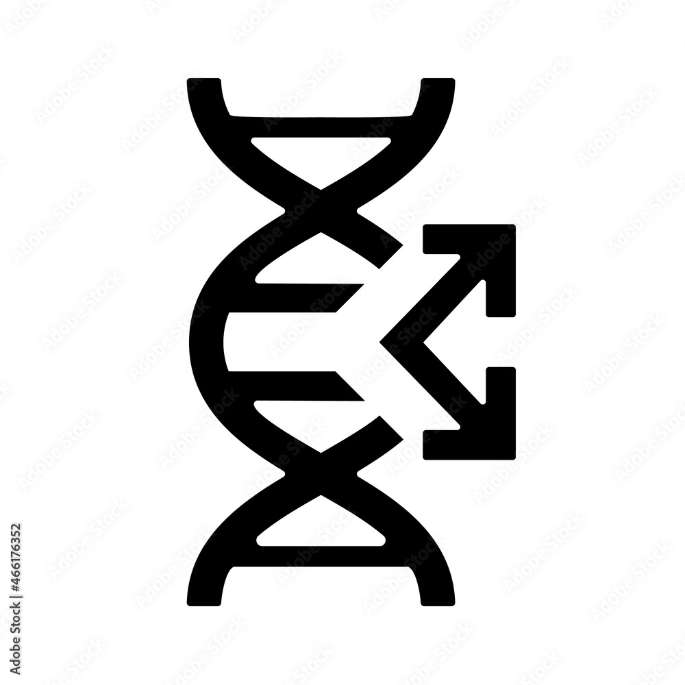 Black DNA mutation, change gene flat GMO icon, sign. Symbol genetically ...