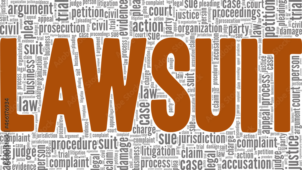 Lawsuit vector illustration word cloud isolated on white background ...