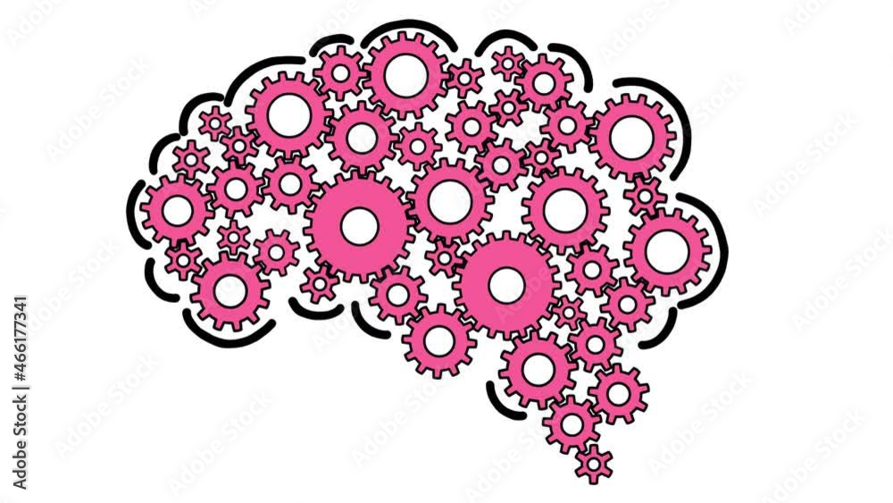 Brain cartoon cogs. Creative man, creativity mechanism. Good for any ...