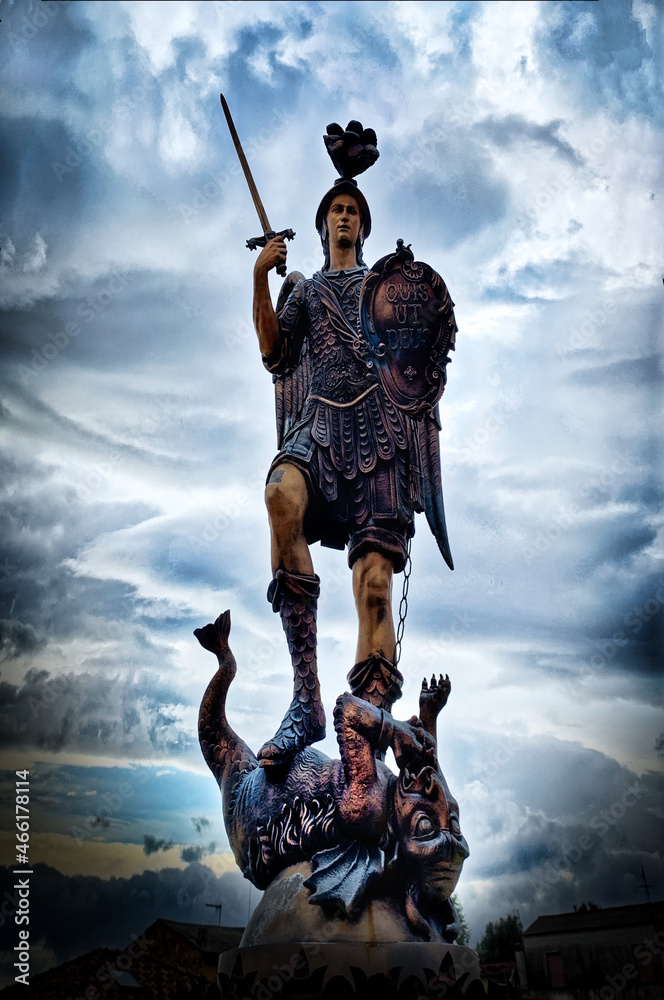 Bronze statue of Archangel Michael Stock Photo | Adobe Stock