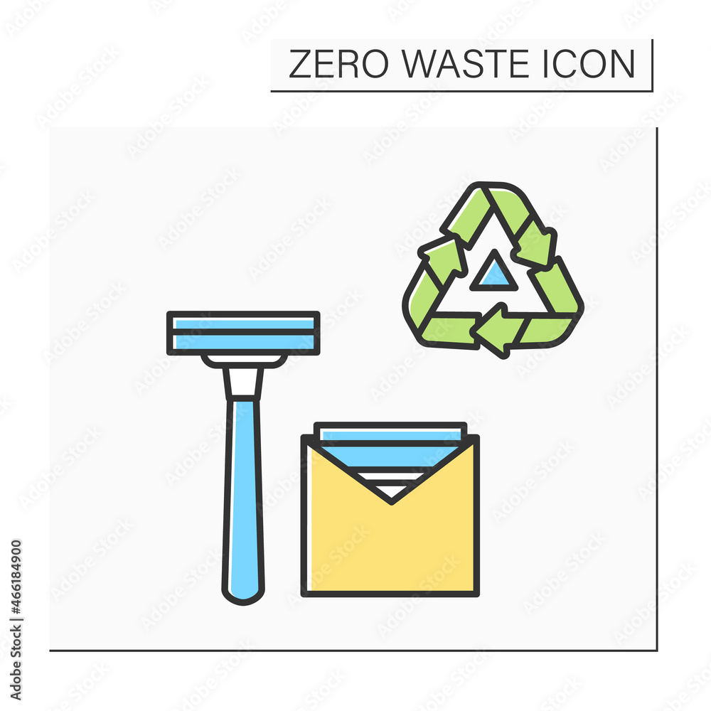 Reusable safety razor color icon. Shaving kit with replacement blades ...