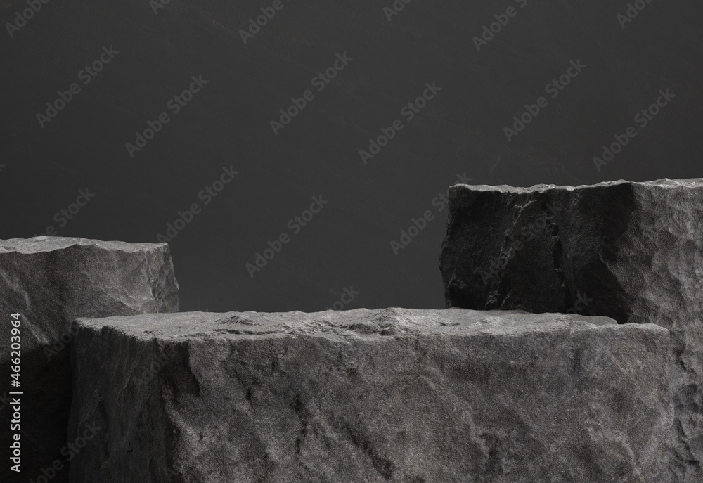 Empty stone podium for display product on dark background. 3d ...
