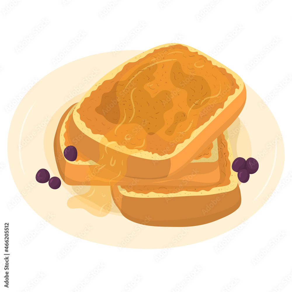 Cartoon illustration with french toast. Vector hand drawn graphic ...