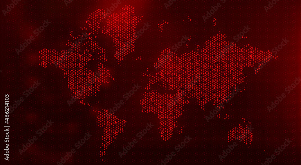 Cyber attack background with map of the world. Hacking concept ...
