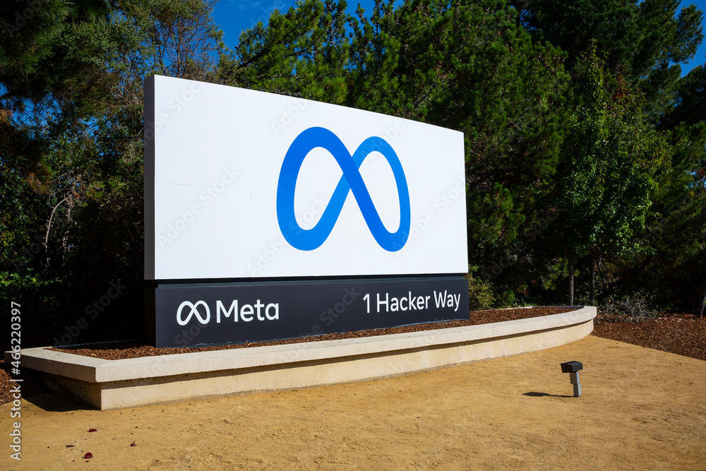 Menlo Park, CA, USA - October 29, 2021: META sign next to the ...
