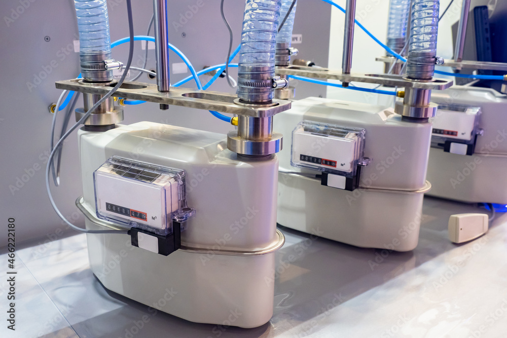 Gas meters during production. Gasification equipment production ...