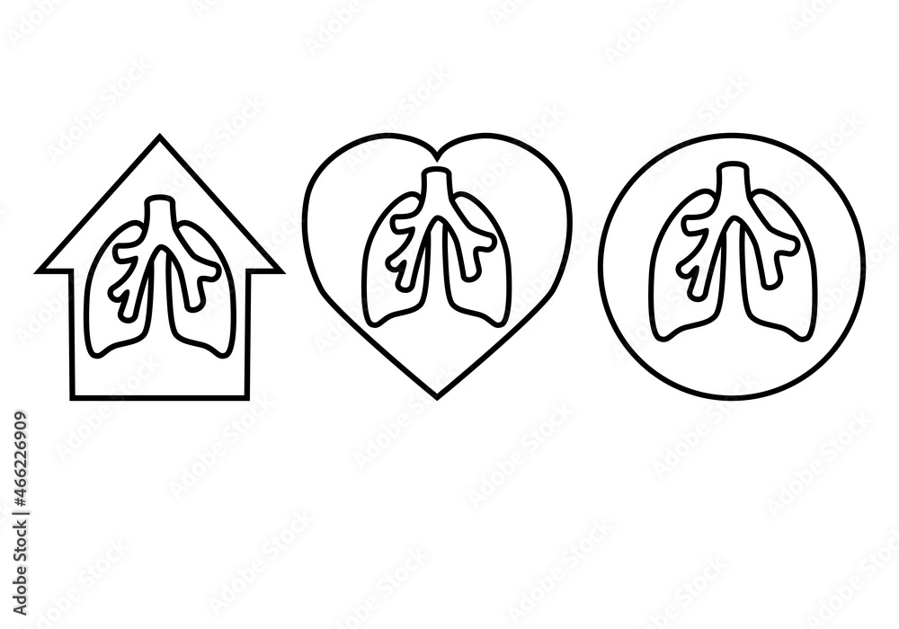 Lungs protection concept line icon isolated on white background. Lungs ...