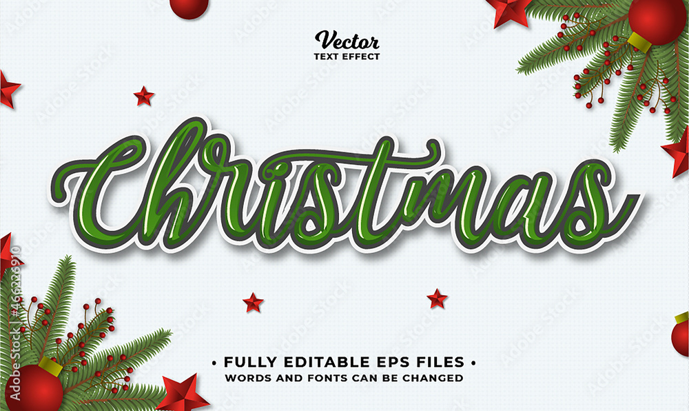 Christmas text effect with background editable eps cc. words and fonts ...