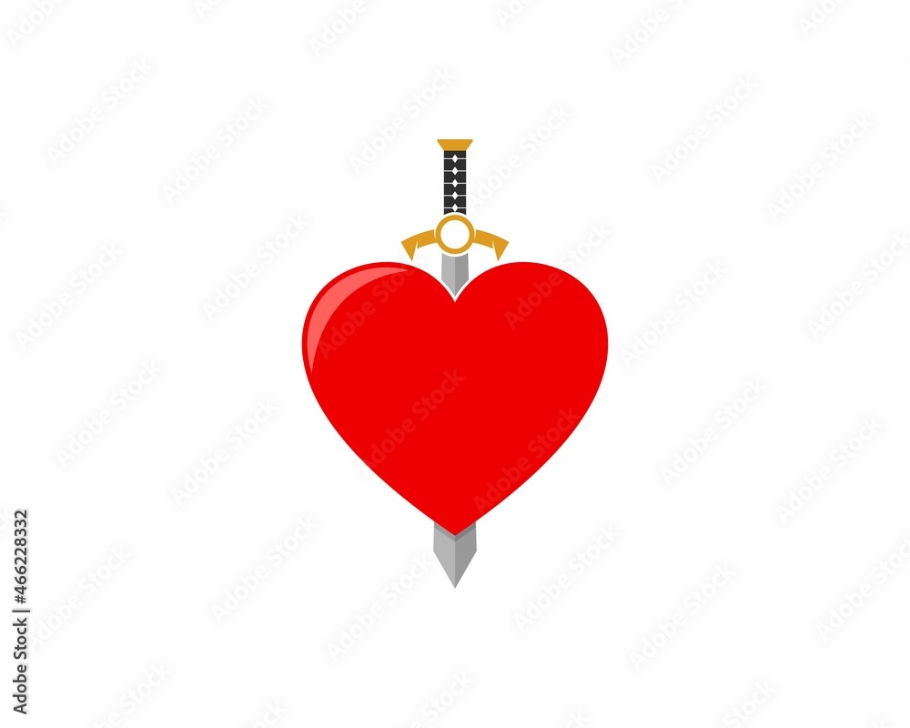 Love with knight sword in the middle Stock Vector | Adobe Stock