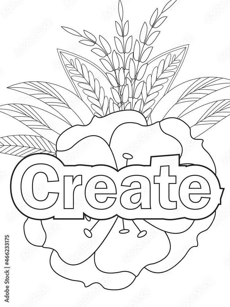 Inspirational Words Coloring page. Vector illustration. Stock Vector ...
