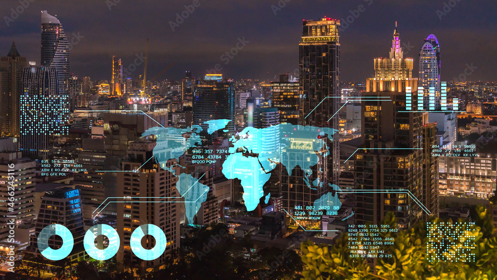 Smart city IOT internet of thing ICT digital technology futuristic ...