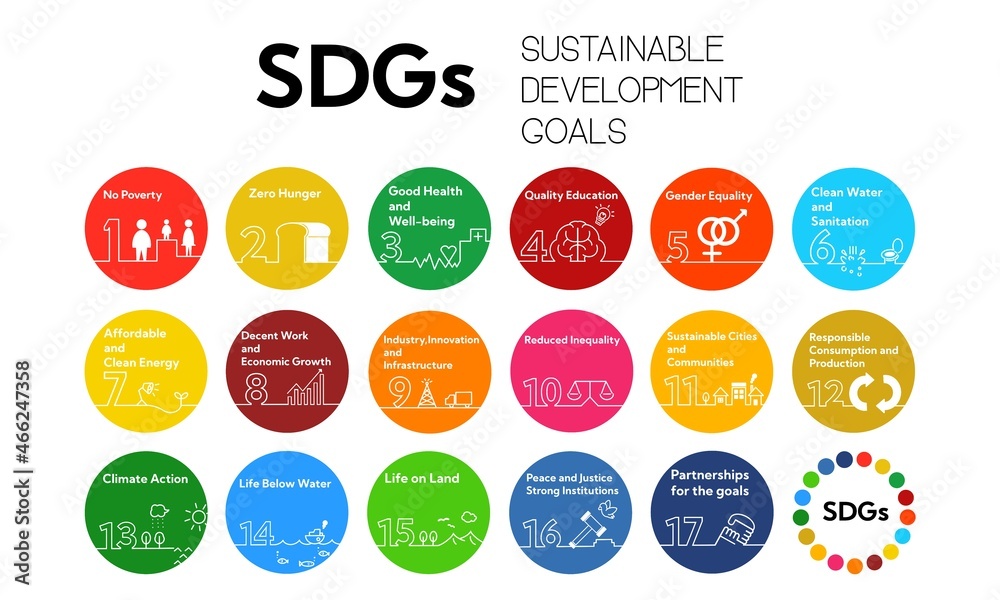 シンプルで可愛いSDGs 17の目標アイコンセット（丸型） Stock Illustration | Adobe Stock