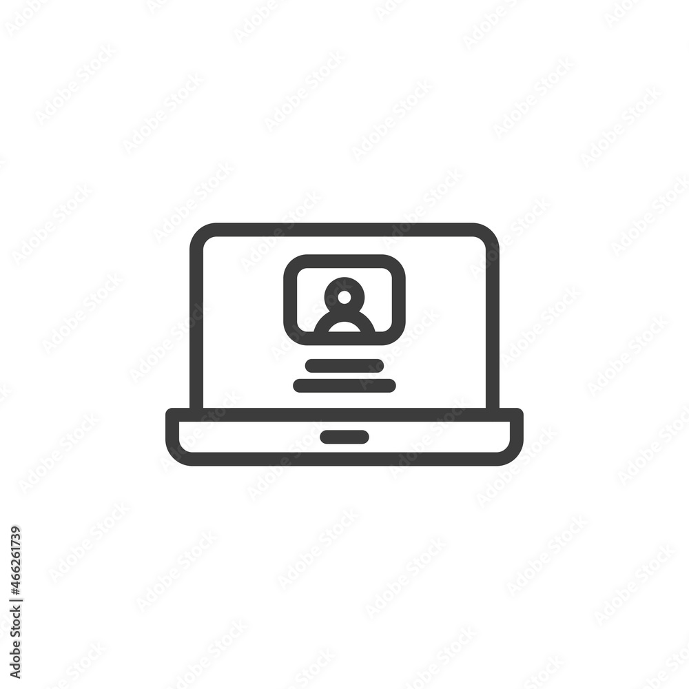 Laptop with profile icon on white background Stock Vector | Adobe Stock