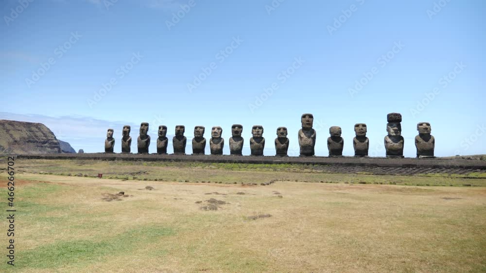 Moai statues Ahu Tongariki on Easter Island, Chile. Statues of Easter ...