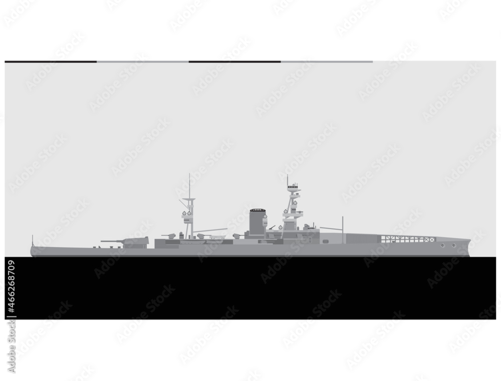 HMS FURIOUS 1917. Royal navy aircaft carrier. Vector image for ...