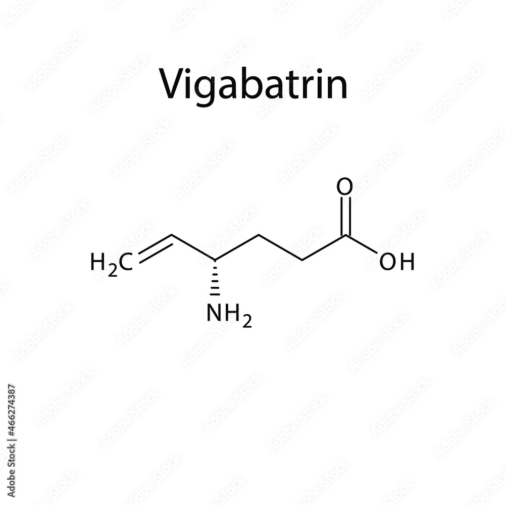 Vetor de Vigabatrin molecular structure, flat skeletal chemical formula ...