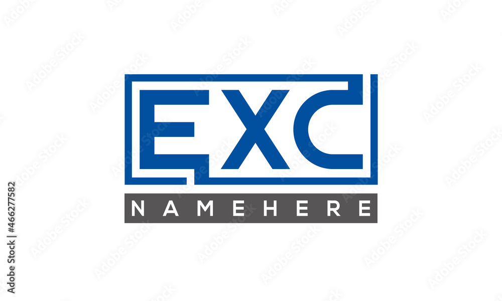 EXC Letters Logo With Rectangle Logo Vector Stock Vector | Adobe Stock