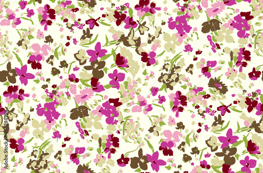 Vetor de Seamless tile of floral print/design at life-size scale for ...