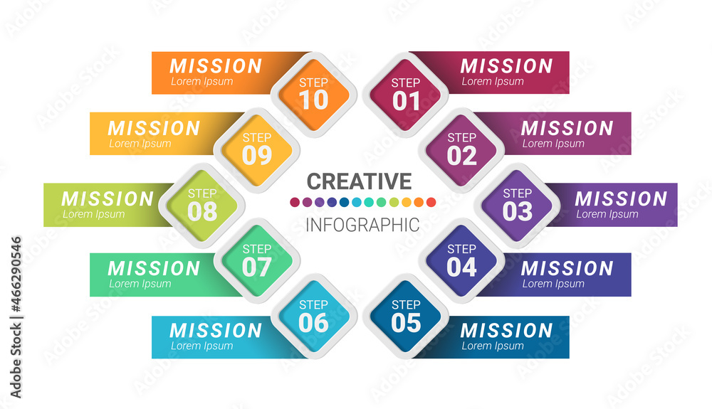 Infographic design template with numbers 10 option can be used for ...
