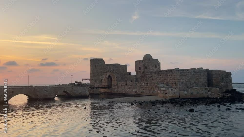 The city of Sidon in Lebanon. Sidon Sea Castle, built by the crusaders ...
