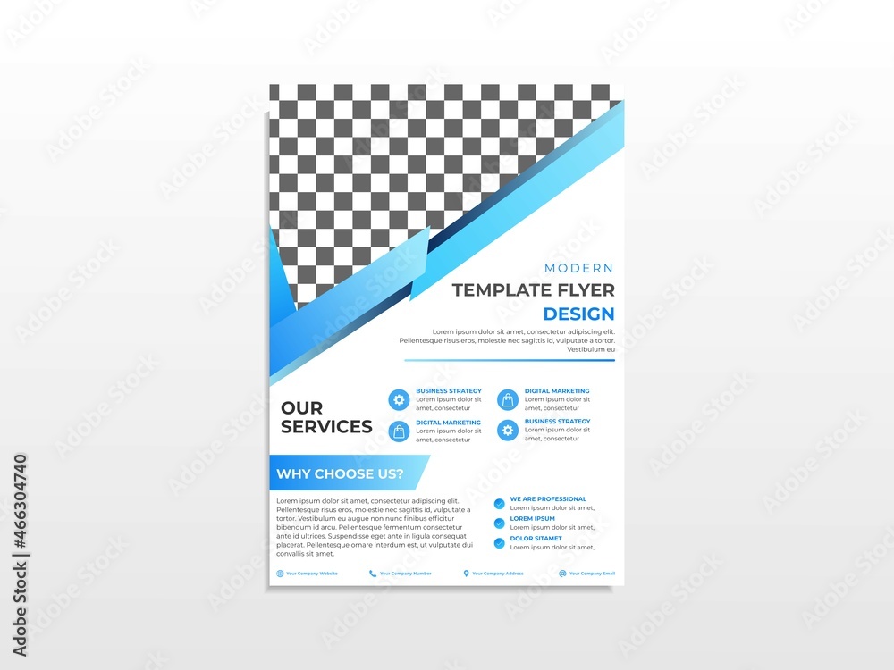 a4 flyer template with blue and gradient blue color. Can be used for ...