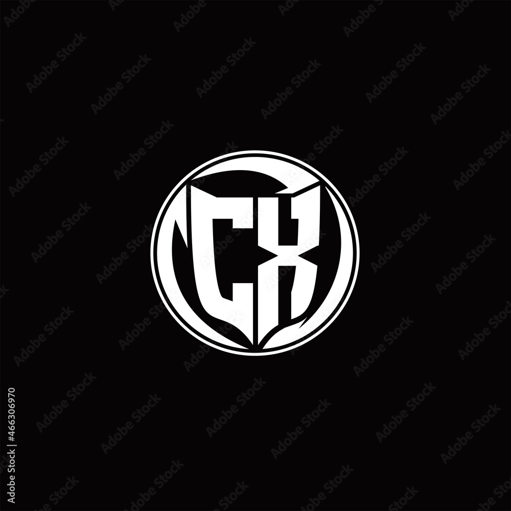 CX Logo monogram shield shape with three point sharp rounded design ...