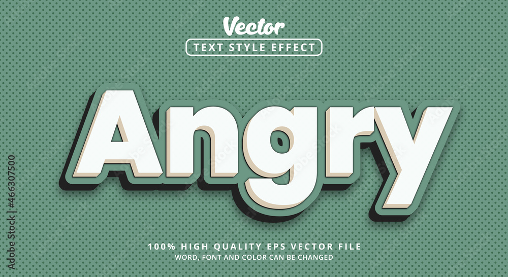 Editable text effect, Angry text on layered mint green color style ...