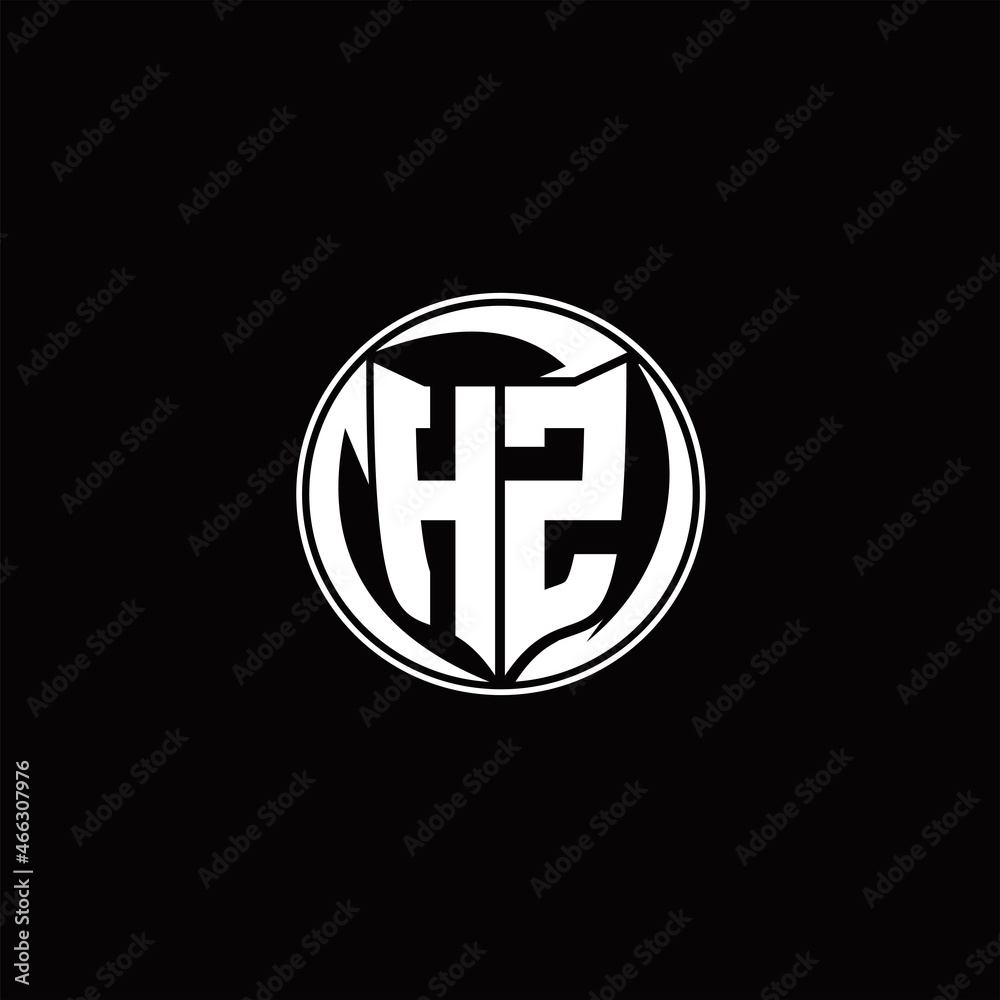 HZ Logo monogram shield shape with three point sharp rounded design template Stock Vector ...