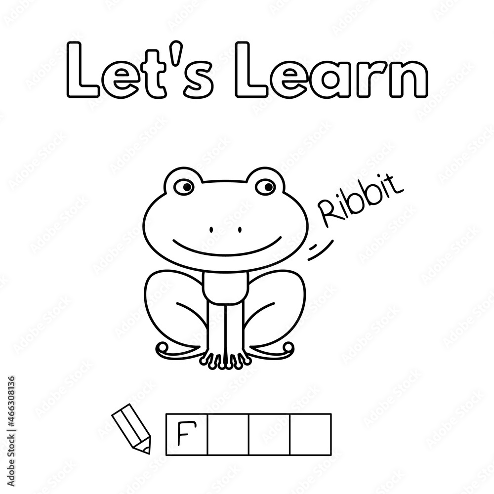 Cartoon frog learning game for small children - color and write the ...