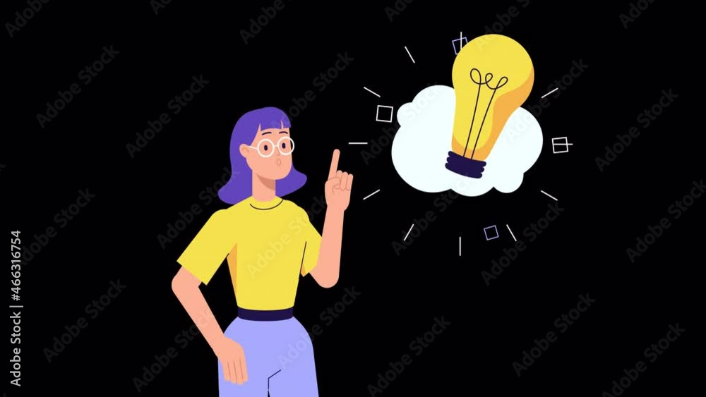 Concept of a great idea. woman thinking and looking for answer, hand ...