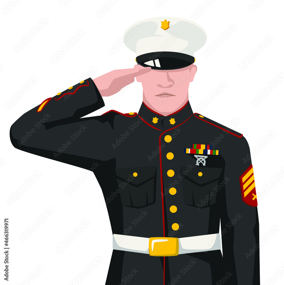 US marine in modern simple flat style isolated on white background ...