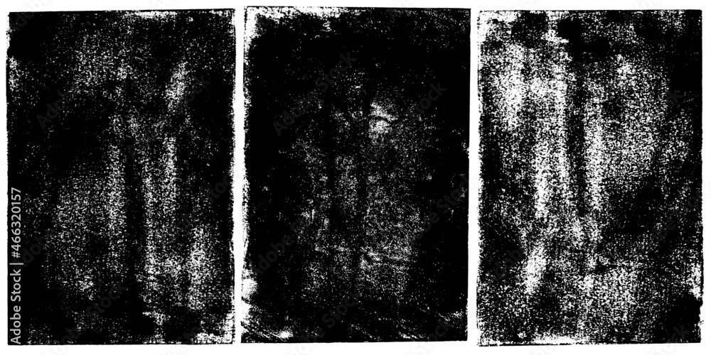 Letterpress ink textures. Set of 3 Rough, eroded lino print textures ...