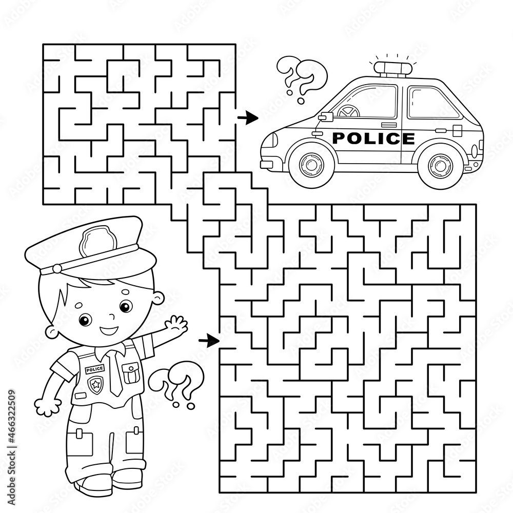 Maze or Labyrinth Game. Puzzle. Coloring Page Outline Of cartoon ...
