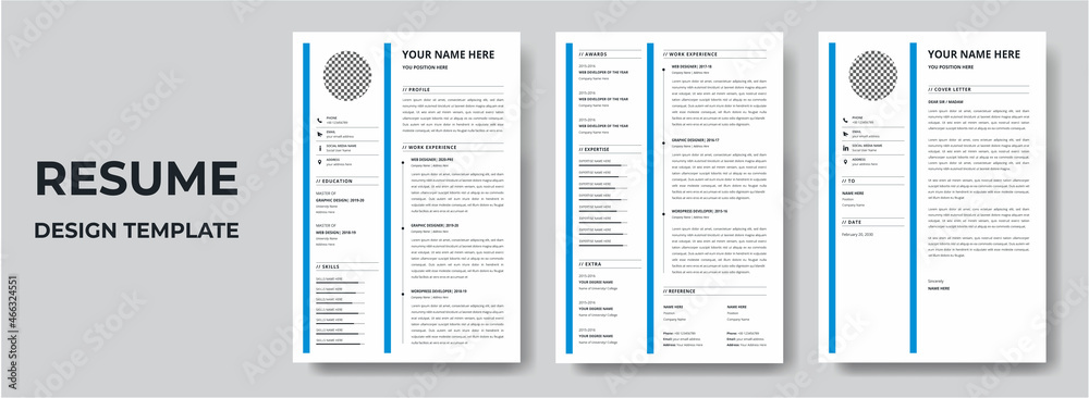 Clean Modern Resume and Cover Letter Layout Vector Template for ...